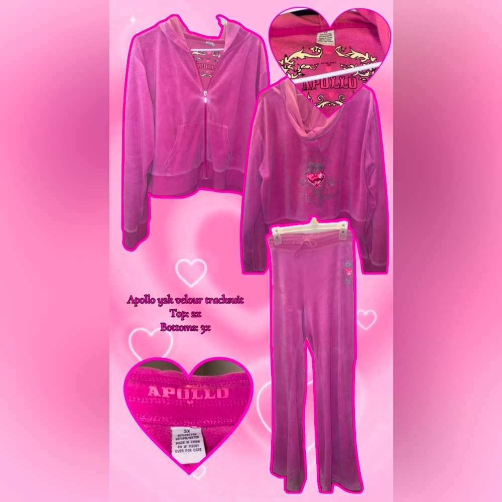 Apollo Pink Velour Tracksuit - Gem